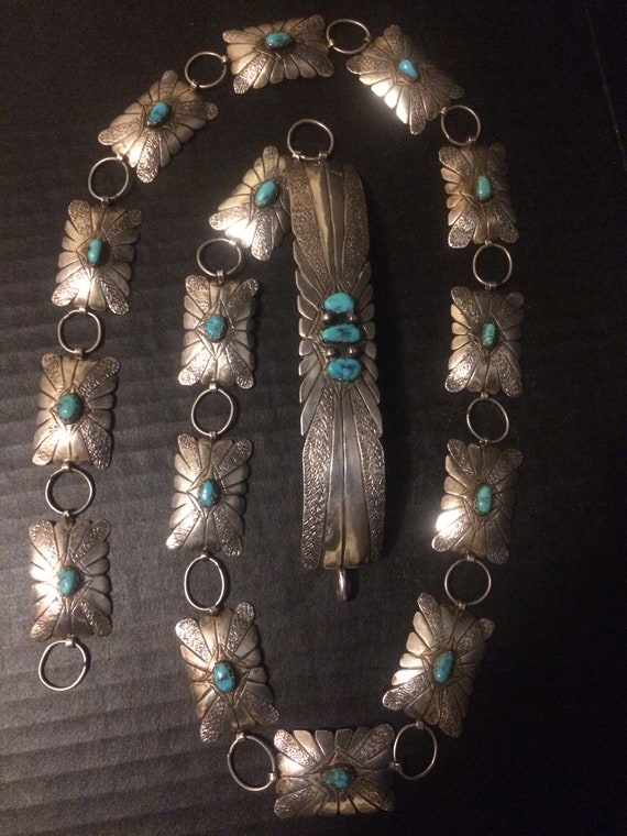 Native American Navajo Sterling silver turquoise huge… - Gem