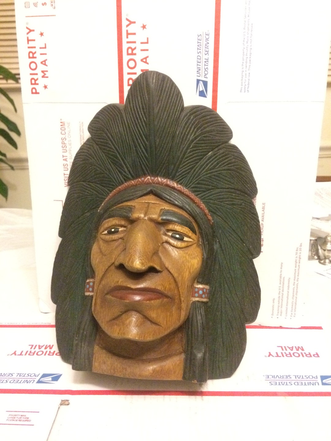 Carved Wooden Indian Head (cherokee) - Etsy