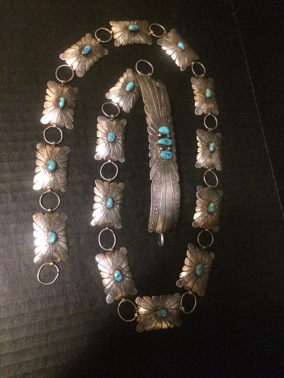 Native American Navajo Sterling silver turquoise huge… - Gem