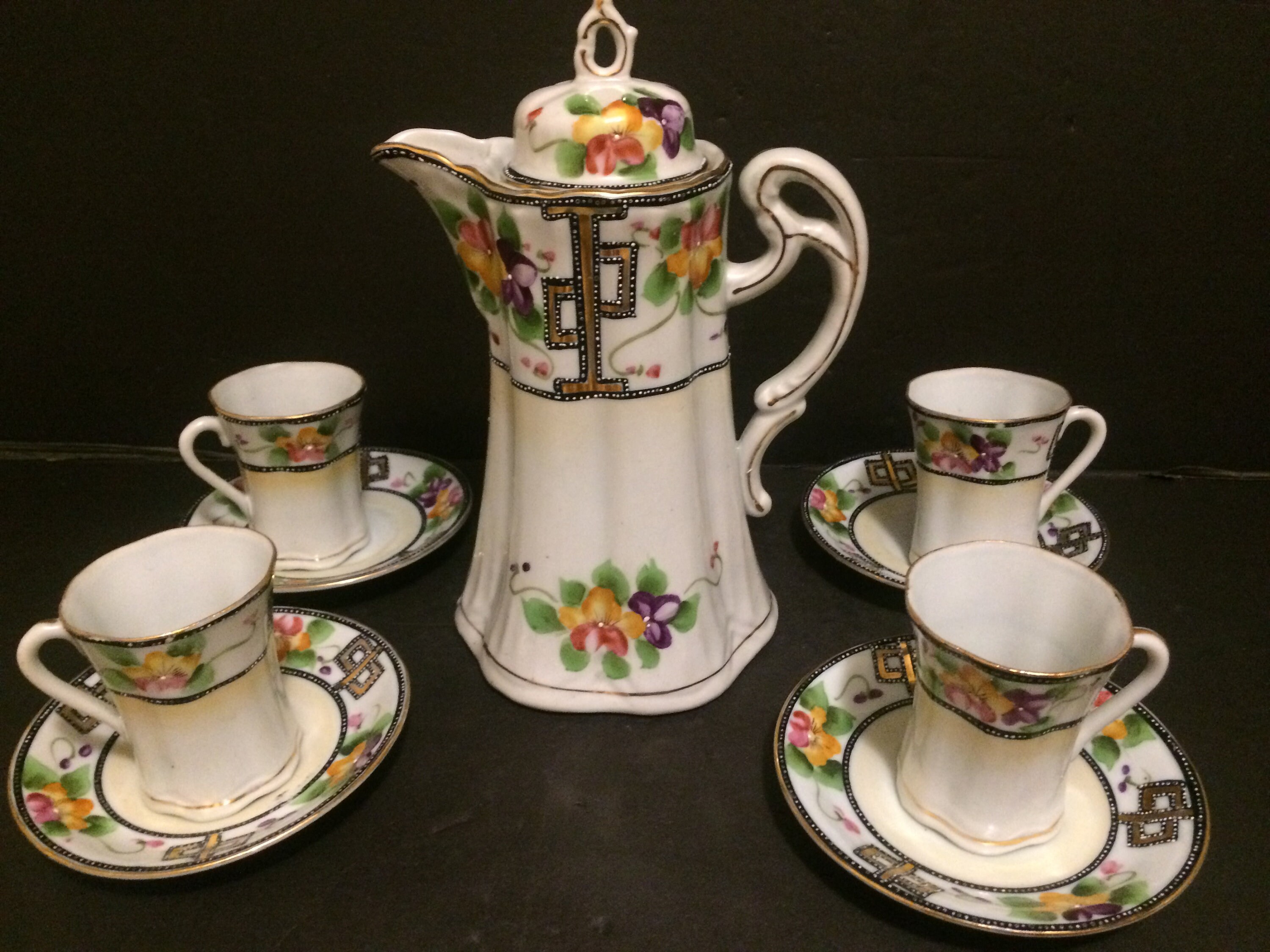 Hand Painted Nippon Chocolate Tea Set 9 Pieces Marked - Etsy