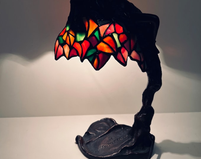 E.thomasson Art Nouveau Bronze Daphne Bay Tree Stained Glass Lamp - Etsy