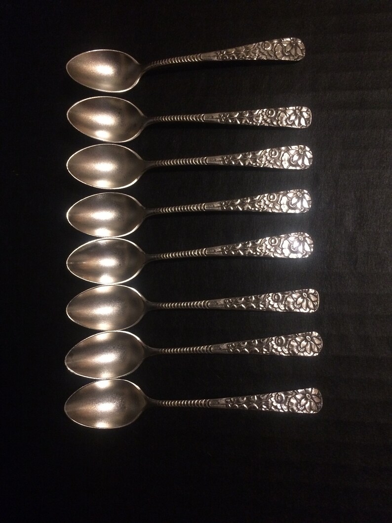Antique Sterling Silver Rose Demitasse Tea Spoons Set of 8 - Etsy
