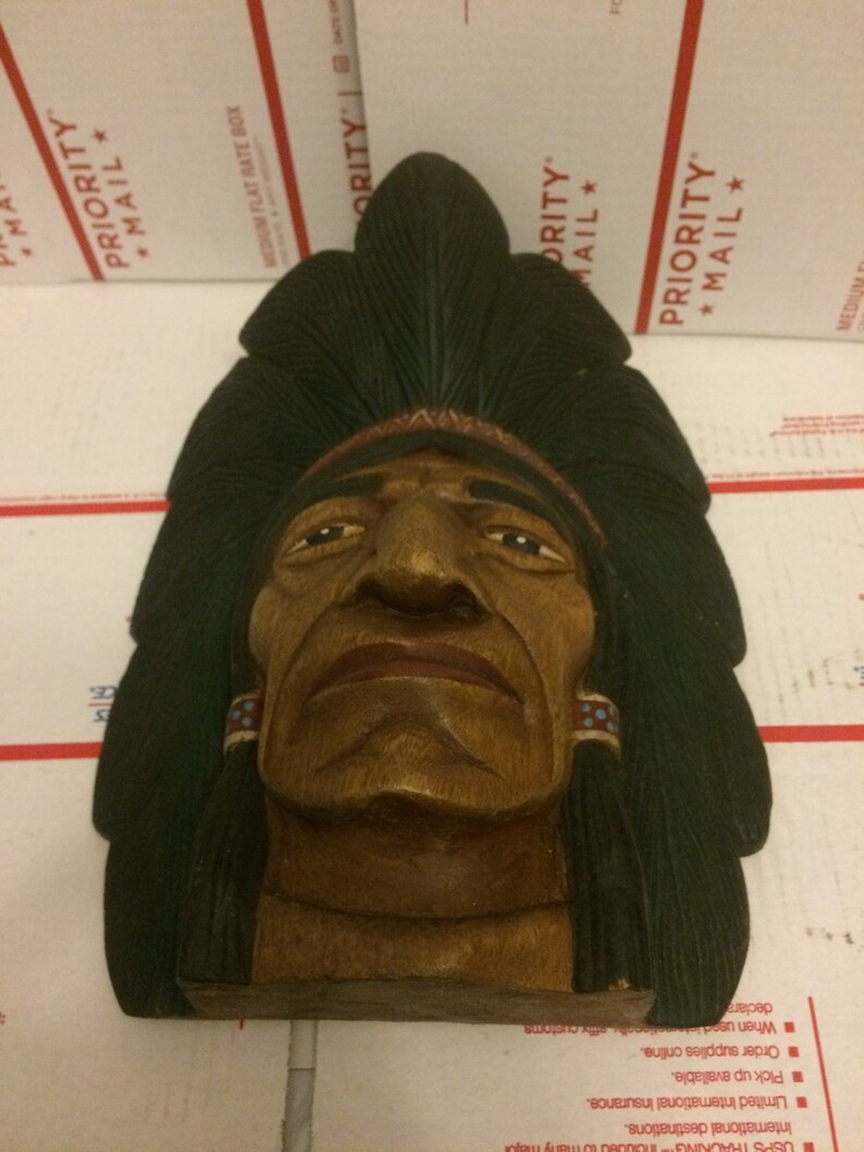 Carved Wooden Indian Head (cherokee) - Etsy