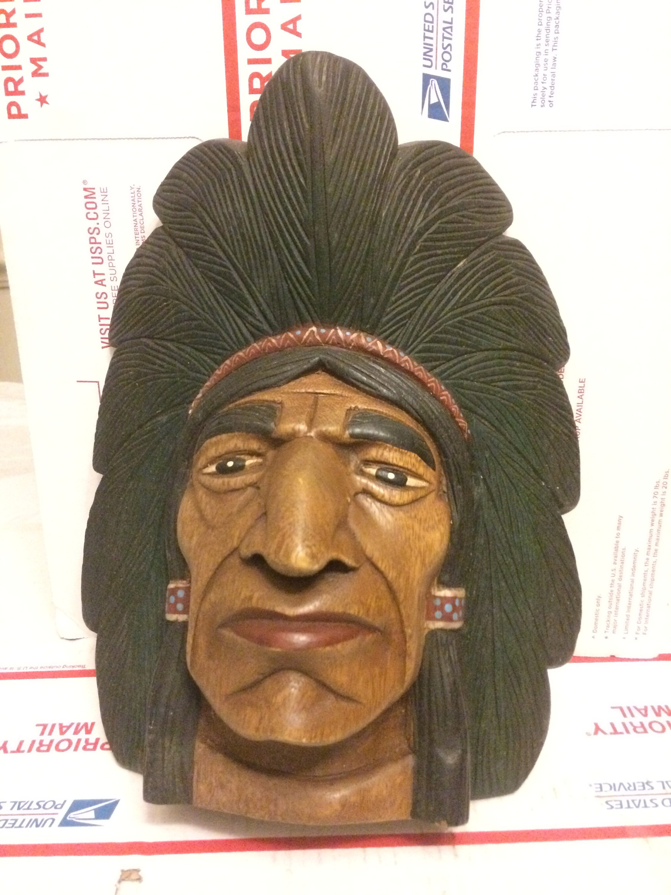 Carved Wooden Indian Head (cherokee) - Etsy