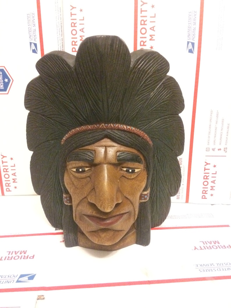 Carved Wooden Indian Head (cherokee) - Etsy