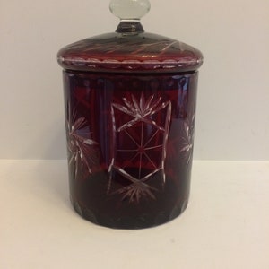 Bohemian Cased Ruby Red Cut to Clear Crystal Ginger Jar / Bohemian Ruby ...