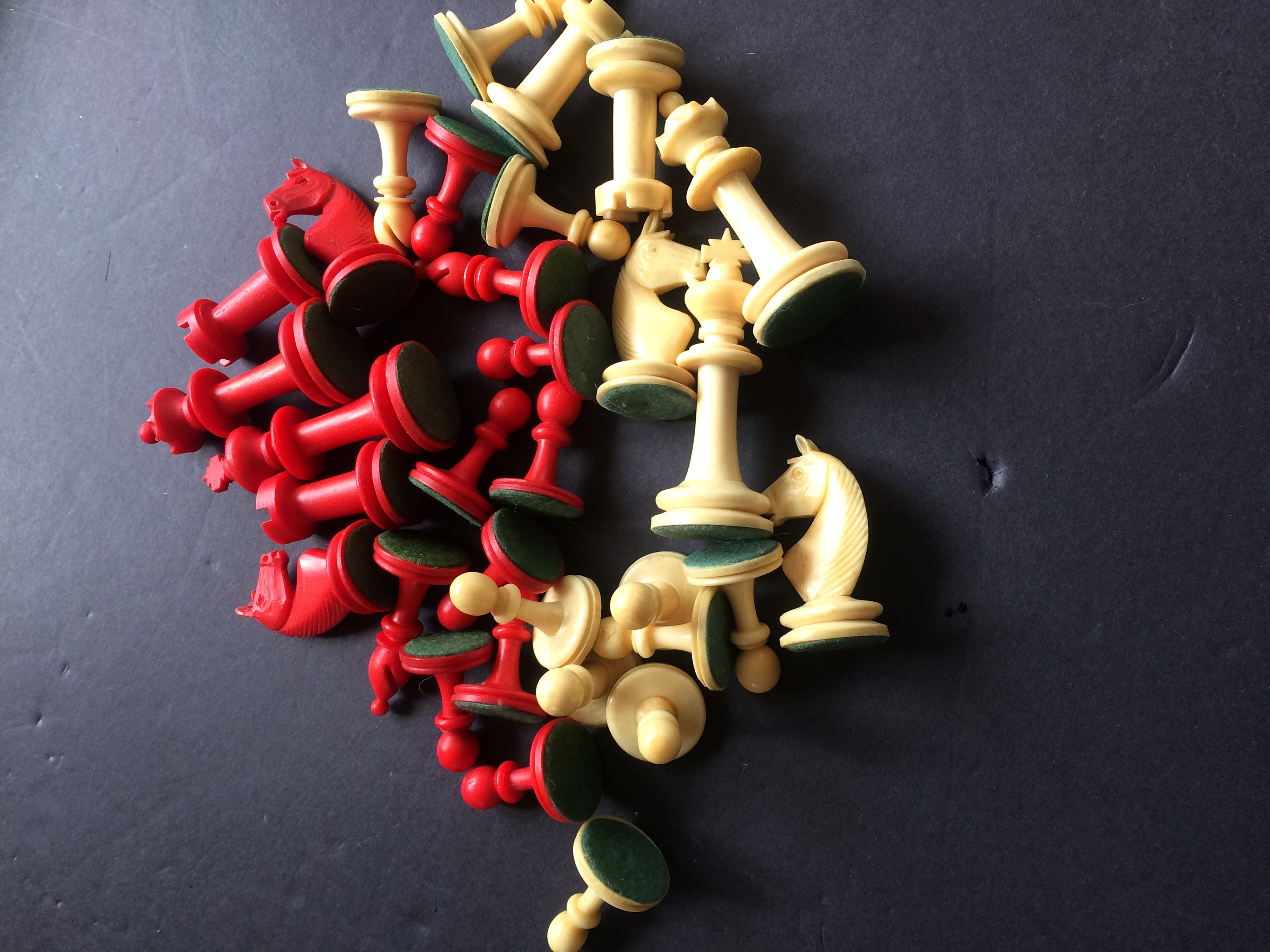 Chess Set Red & White Bovine Bone Hand Carved Pieces - Etsy