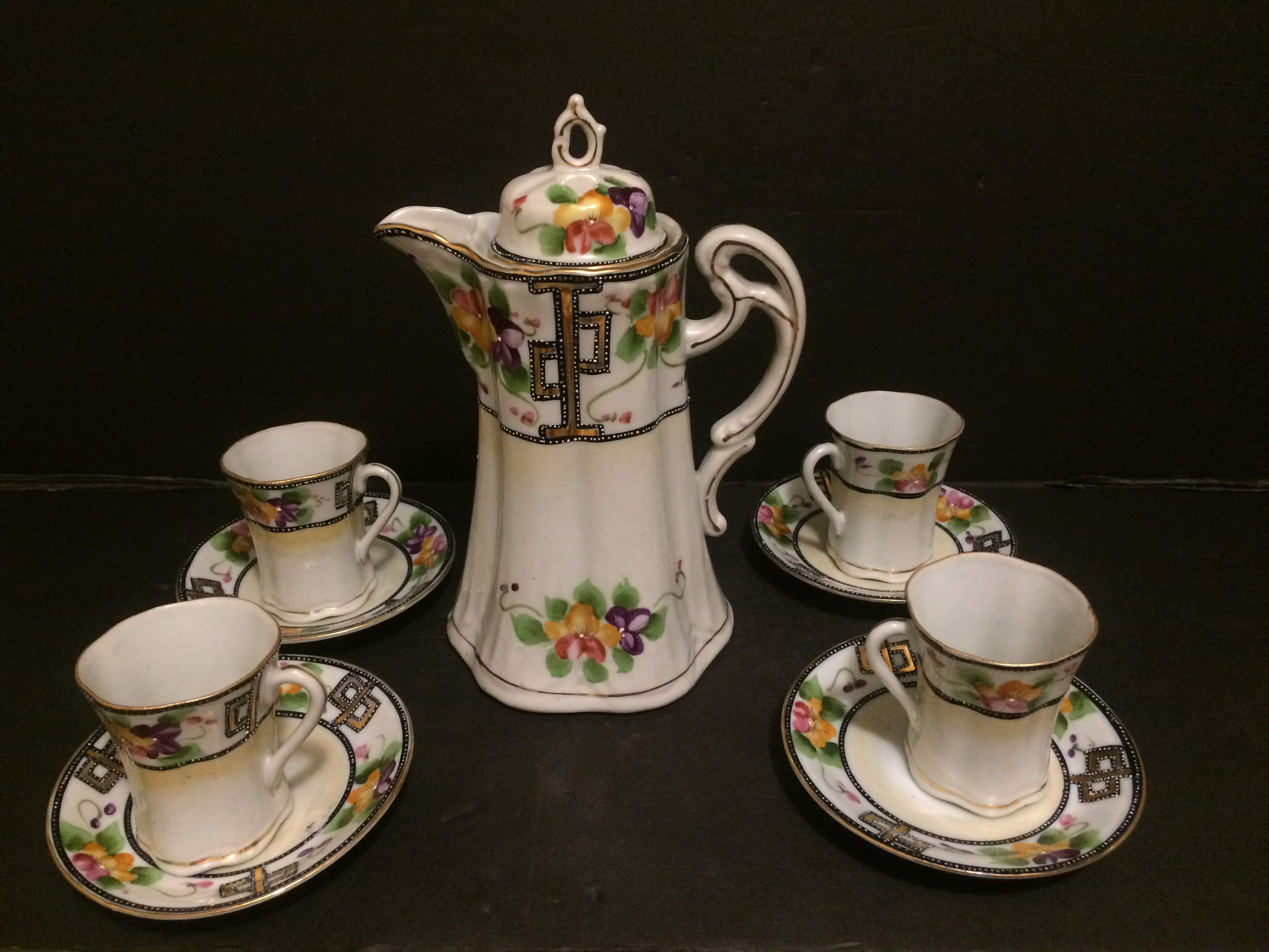 Hand Painted Nippon Chocolate Tea Set 9 Pieces Marked - Etsy