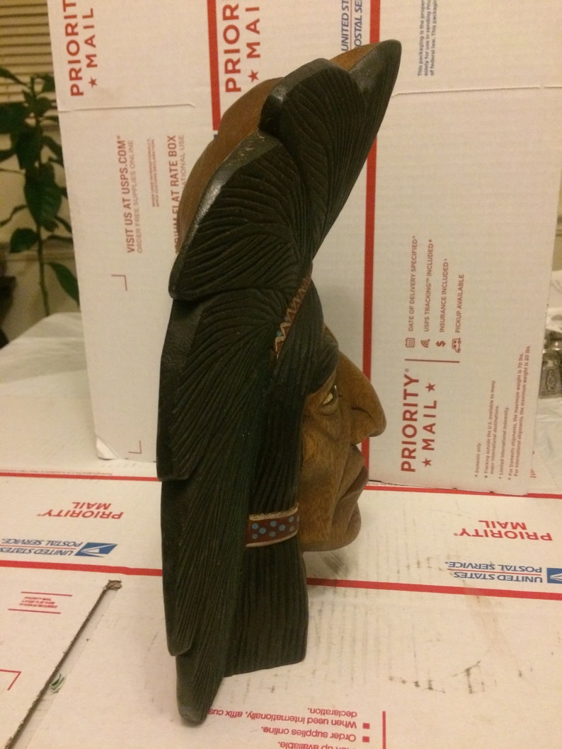 Carved Wooden Indian Head (cherokee) - Etsy