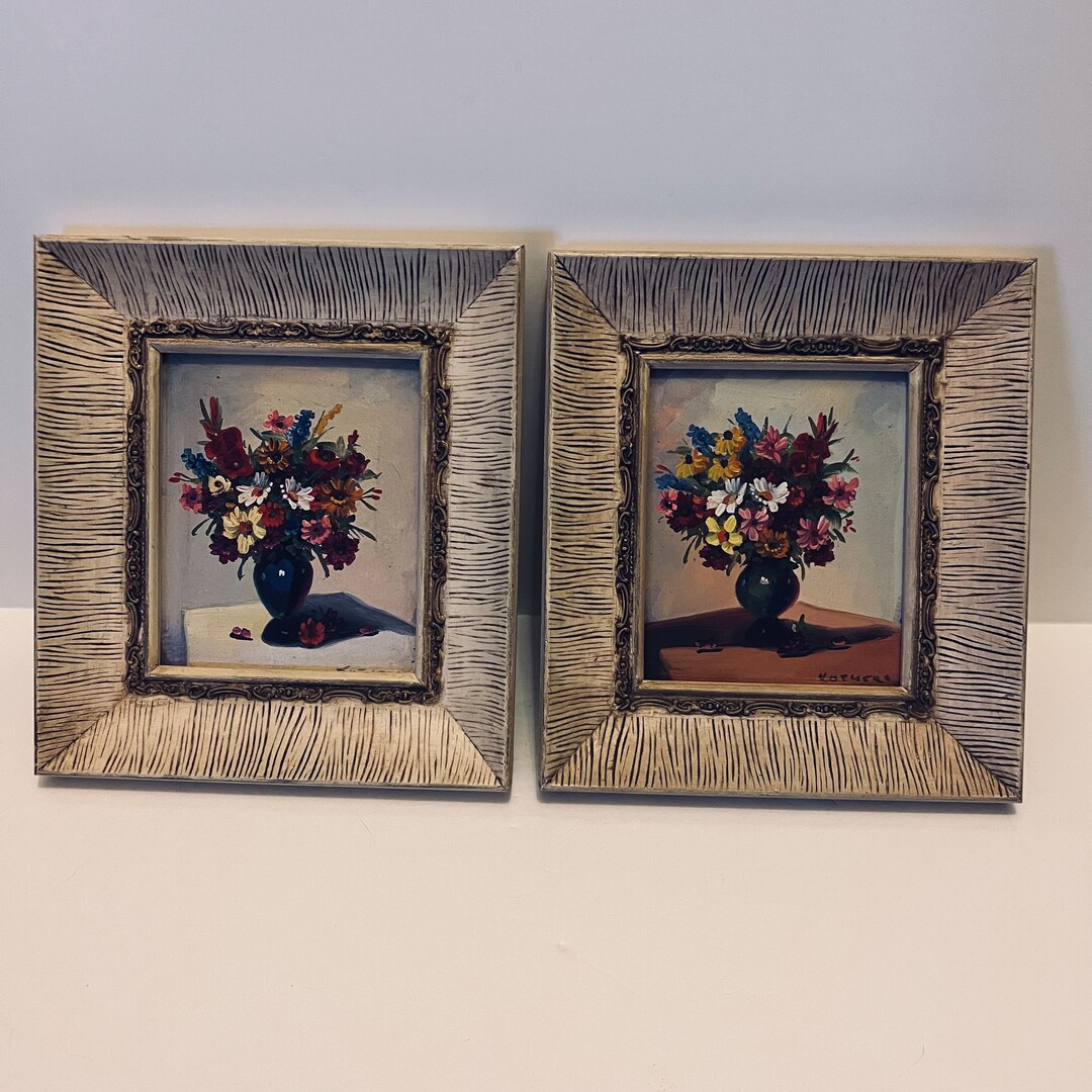 A Pair Painting Oil on Boards - Etsy