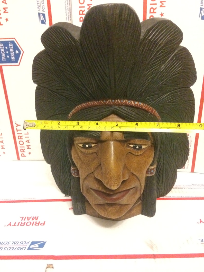 Carved Wooden Indian Head (cherokee) - Etsy