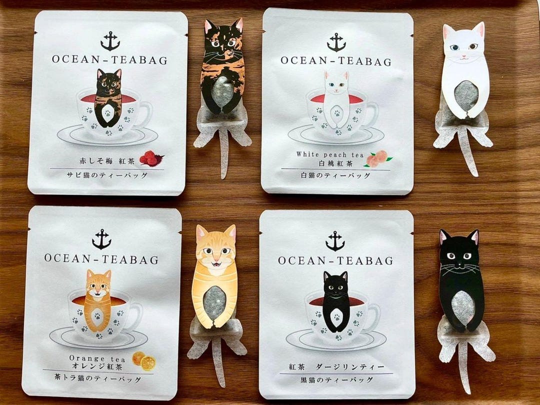 Japanese Cat Tea Bag Gift Set- Ocean Teabag - Etsy