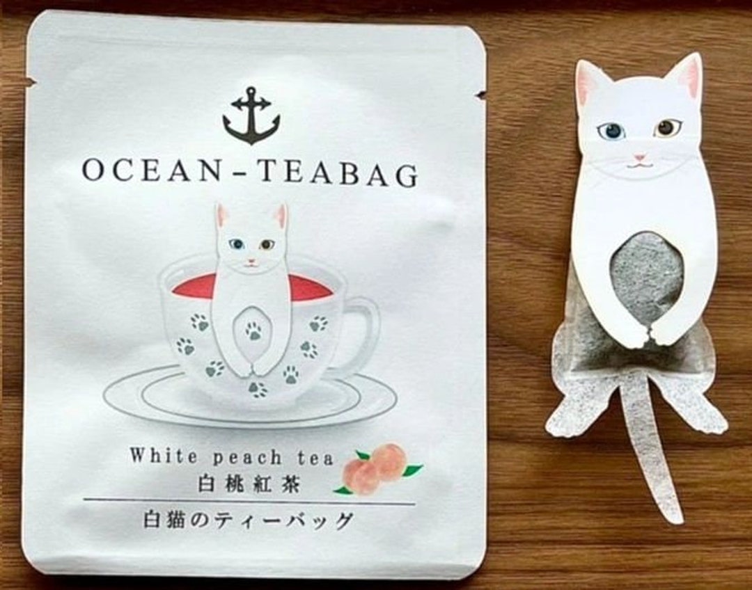 White Cat Tea Bag Gift Set Ocean Teabag - Etsy