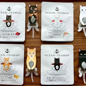 Japanese Cat Tea Bag Gift Set Ocean Teabag - Etsy