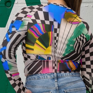 Checkered Aesthetic Surf Shirt EDM Music Festival Shirt Long Sleeve ...