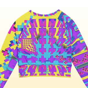 Vibrant Funky Long Sleeve Crop Top Bold Dance Surf Cropped Shirt Gym ...