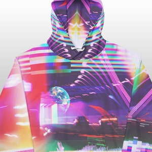 Trippy Synthwave Hoodie Cyberpunk Music Festival Hoodie EDM Techno ...