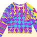 Vibrant Funky Long Sleeve Crop Top Bold Dance Surf Cropped Shirt Gym ...
