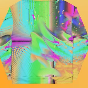 Neon Lime Psychedelic Hoodie, Frutiger Aero Hoodie, Techno Pullover ...
