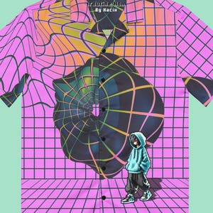 Pink Frutiger Aero Button up Shirt, Webcore Vaporwave Hawaiian Shirt ...