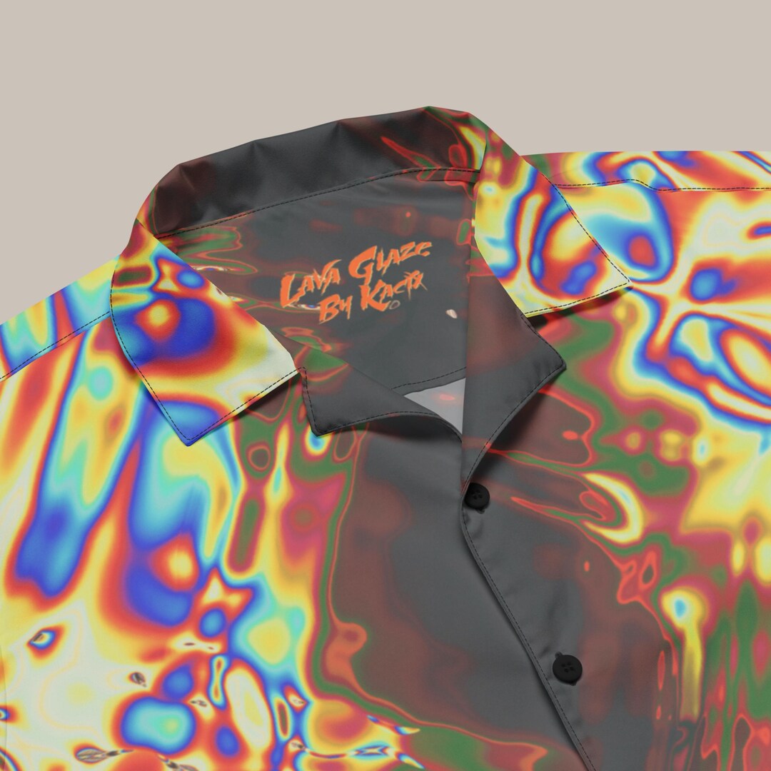 Acid Lava Hawaiian Shirt, Oversized Trippy Rave Button Down Shirt ...