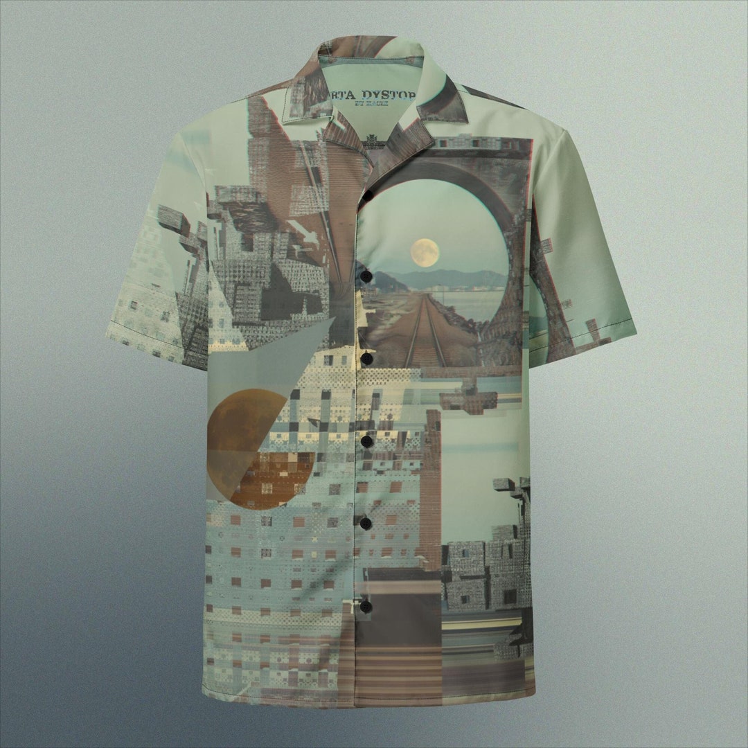 Dystopian Button up Shirt Techno Rave Button Down Shirt Techwear EDM ...