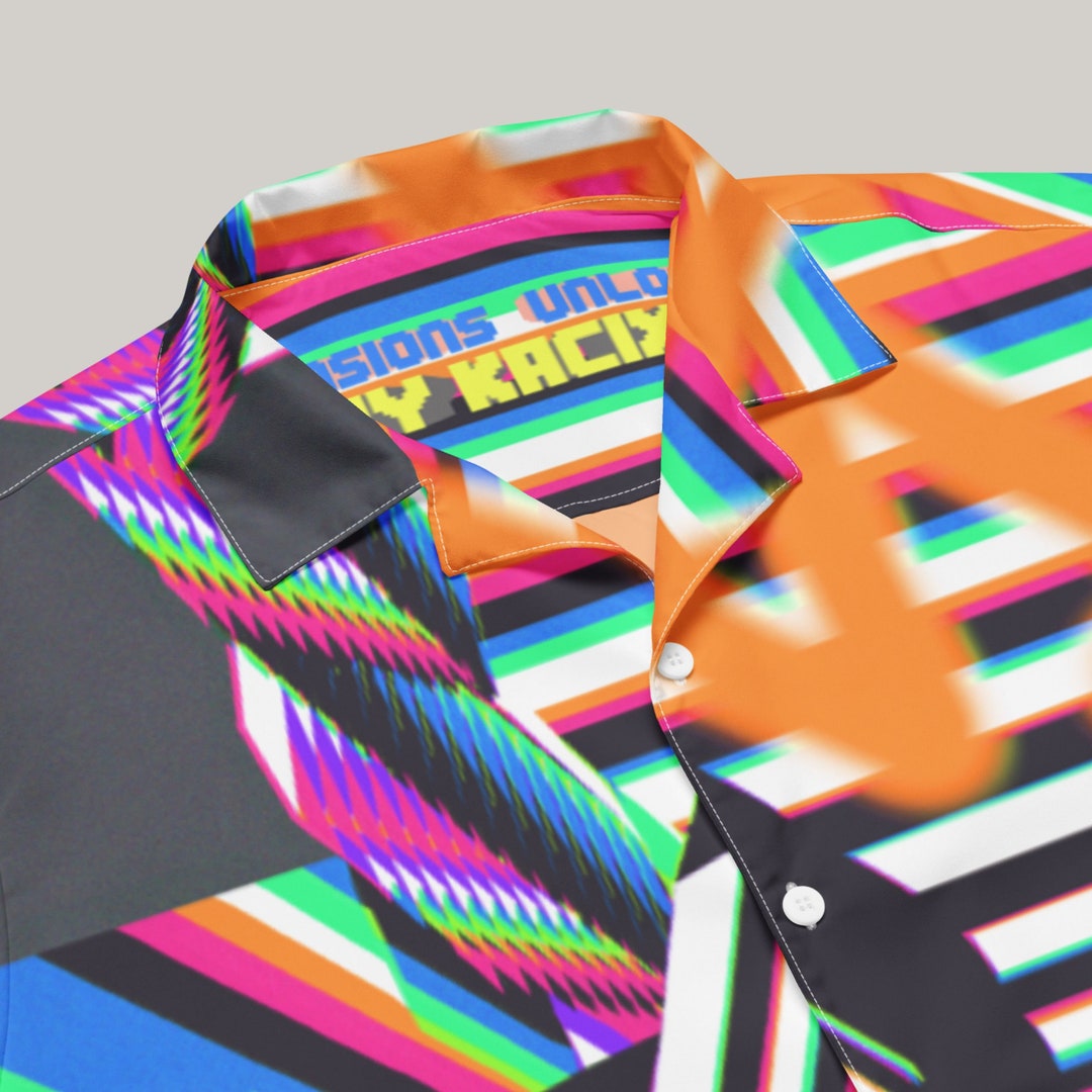 Vibrant Retro Button up Shirt Funky Graphic Streetwear Tee Unique ...