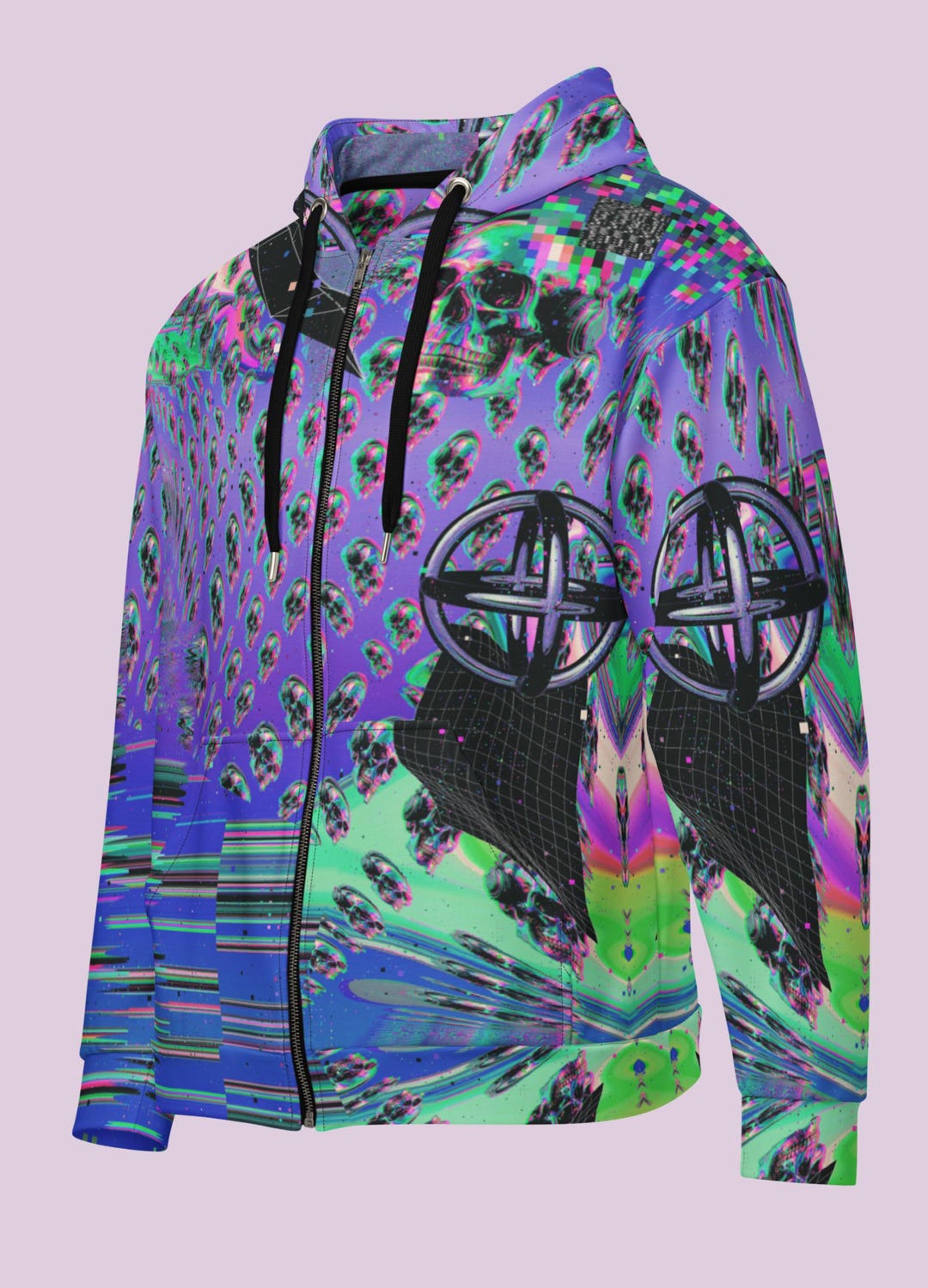 Glitchpunk Cyber Skull Hoodie: Techwear Ravecore Jacket - Etsy