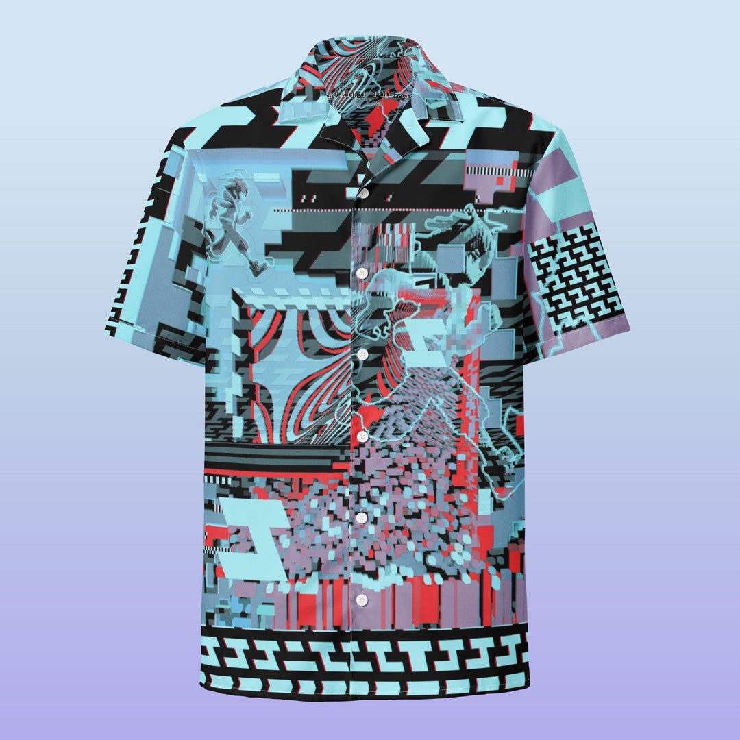 Retro Gamer Button Down Shirt Techwear Cyberpunk Button up Shirt Geek ...