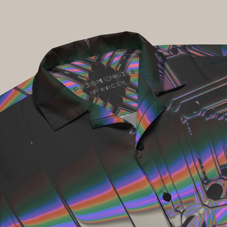 Cyberpunk Techwear Button up Shirt, Dark Holographic Button Down Shirt ...