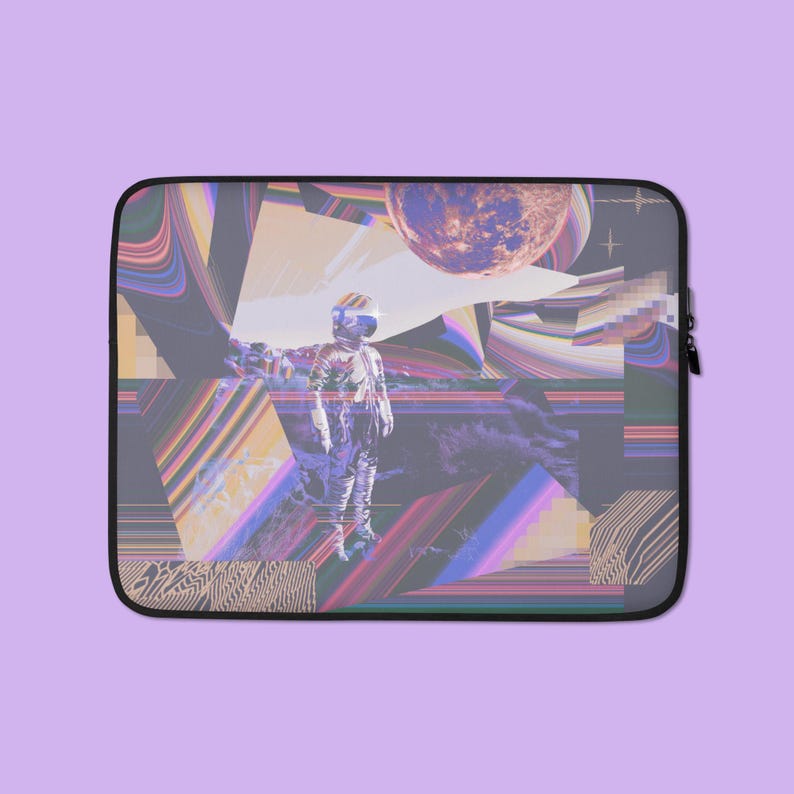 Trippy Astronaut Laptop Sleeve Cool Tech Lover Gift Retro Futurism Art ...
