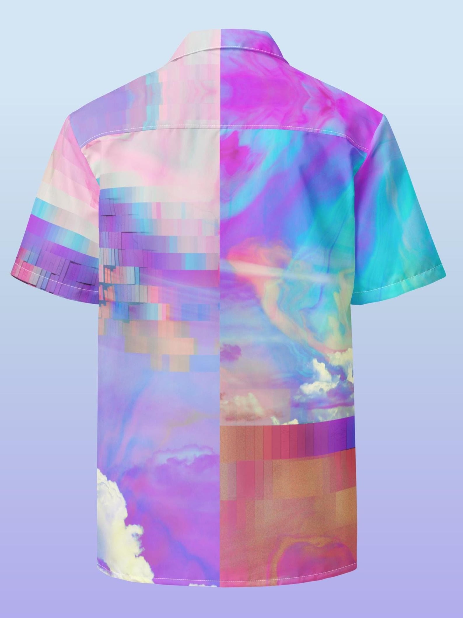 Dreamy Frutiger Aero Hawaiian Shirt, Trippy Clouds Button Down Shirt ...