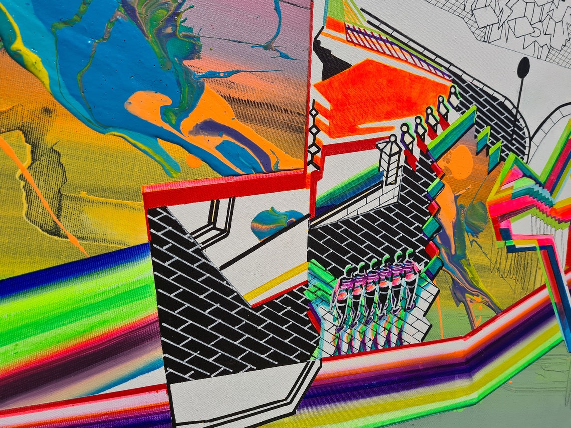 Modern Wall Decor Set of 3 Paintings Colorful Street Art - Etsy