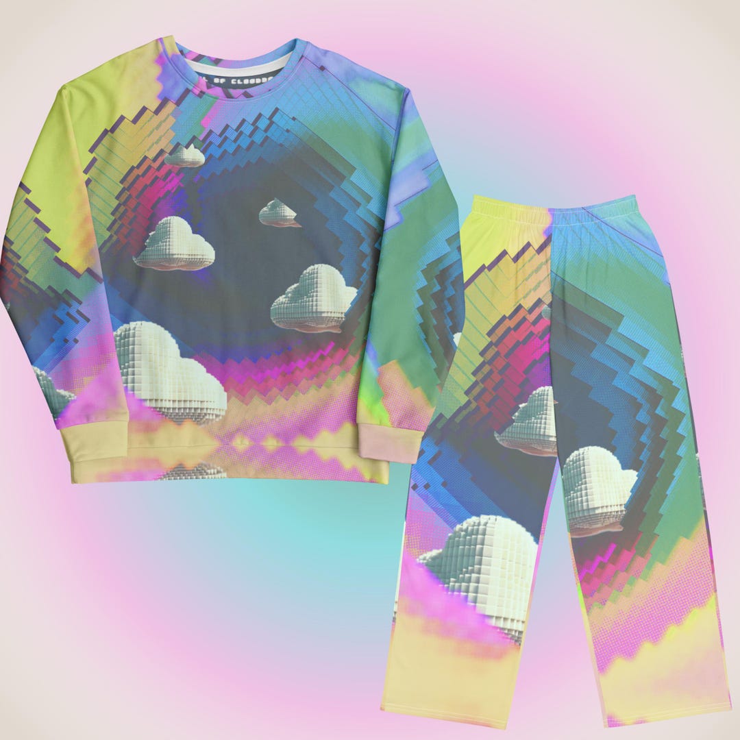 Dreamy Vaporwave Cloud Lounge Set, Rainbow Aesthetic Sweatshirt and ...