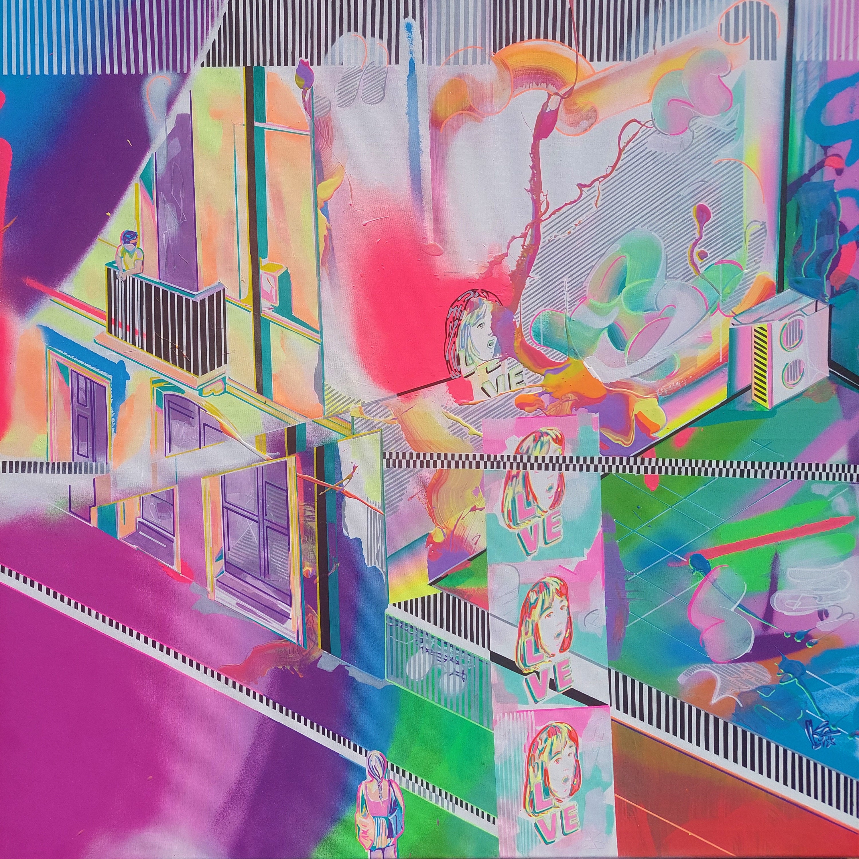 Large Steet Art Painting - Graffiti Wall Art - Retrowave Wall Decor - Etsy