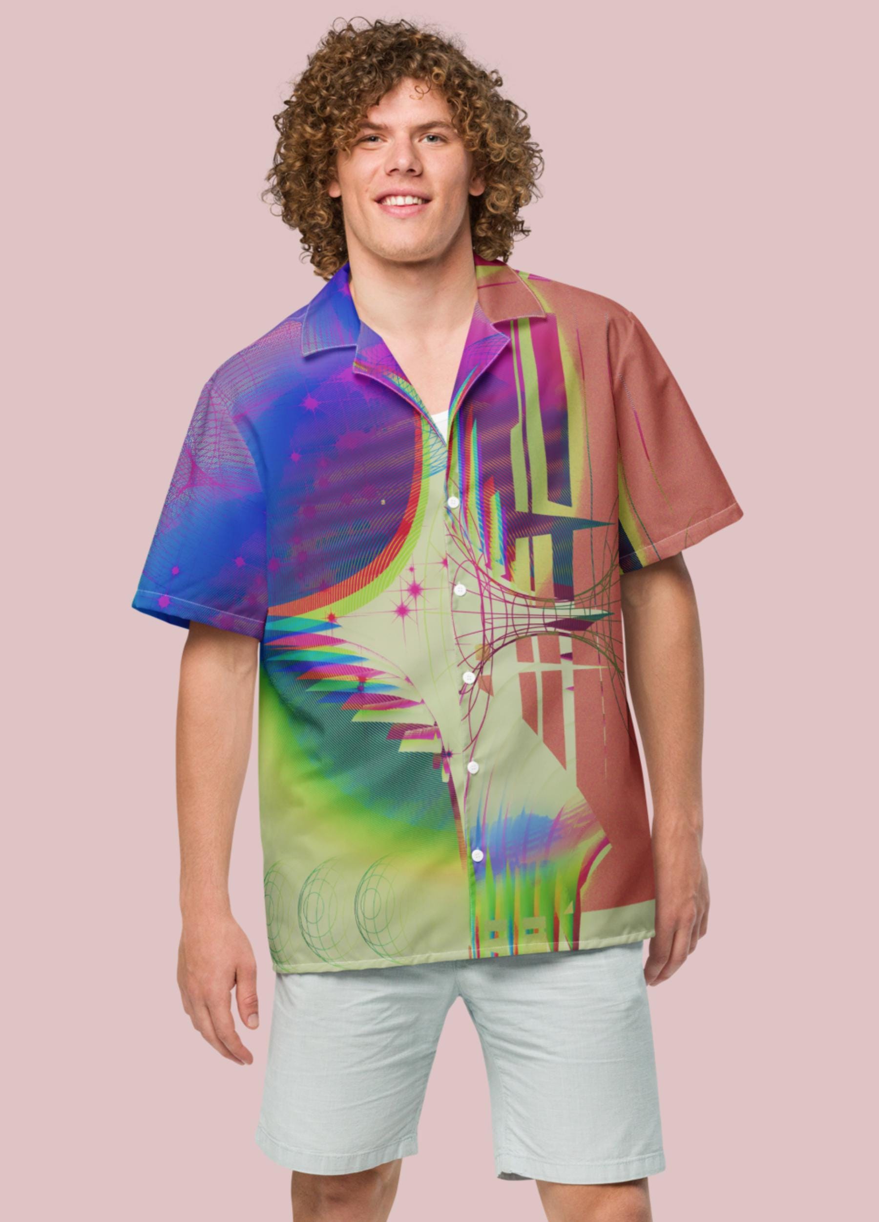 Solarpunk Techwear Button Down Shirt, Oversized Space Festival Top ...