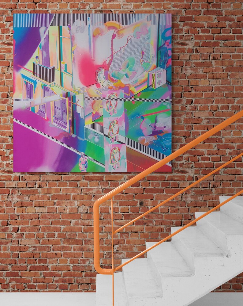 Large Steet Art Painting - Graffiti Wall Art - Retrowave Wall Decor - Etsy