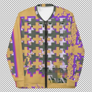 Hip Hop Bomber Jacket Geometric Pop Art Jacket Techno Cyber EDM Clothes ...
