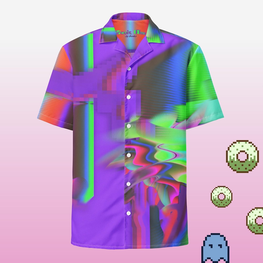 Trippy Neon Button Down Shirt Rave Button up Shirt Gift for Gamer ...