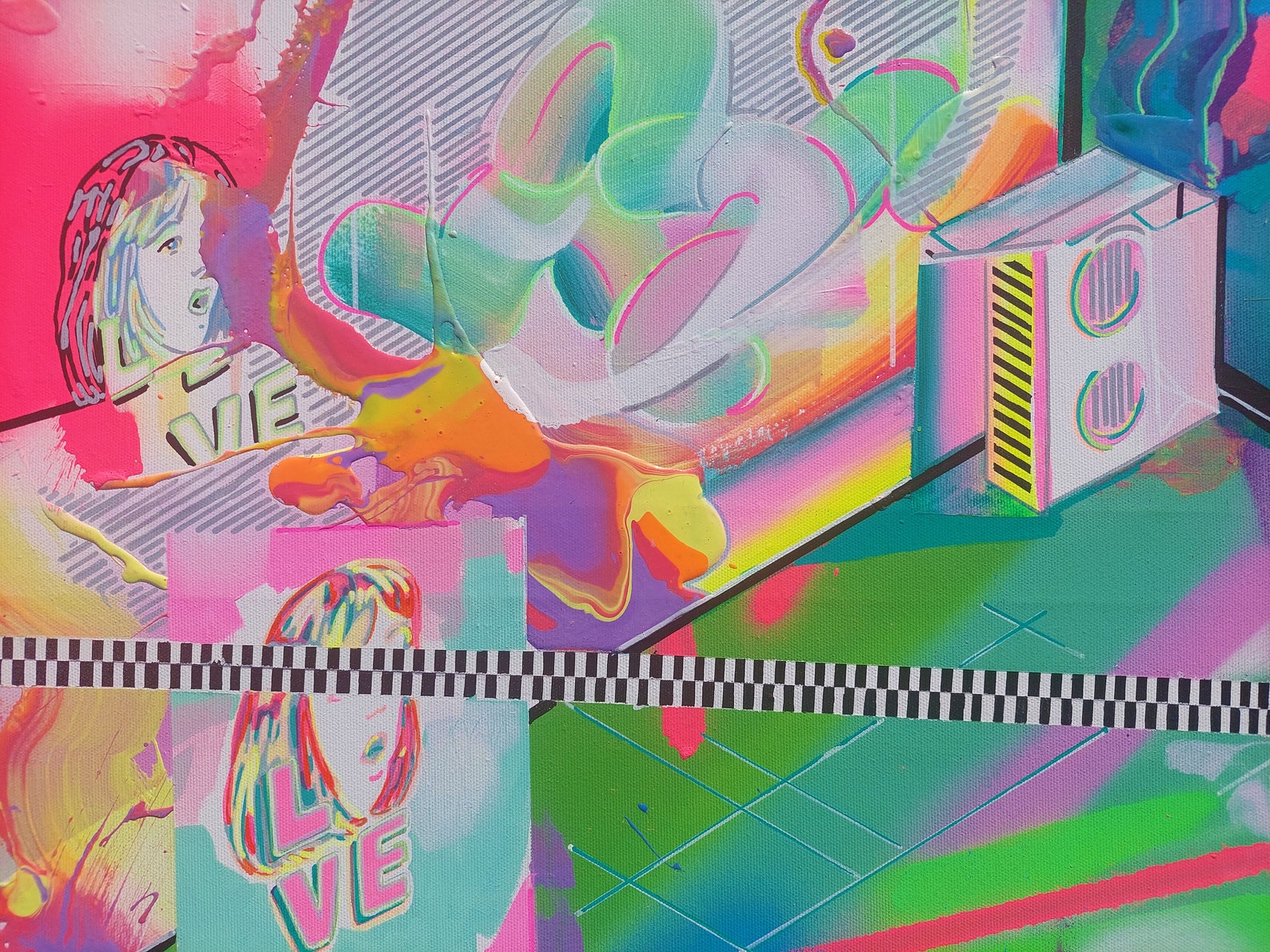 Large Steet Art Painting - Graffiti Wall Art - Retrowave Wall Decor - Etsy