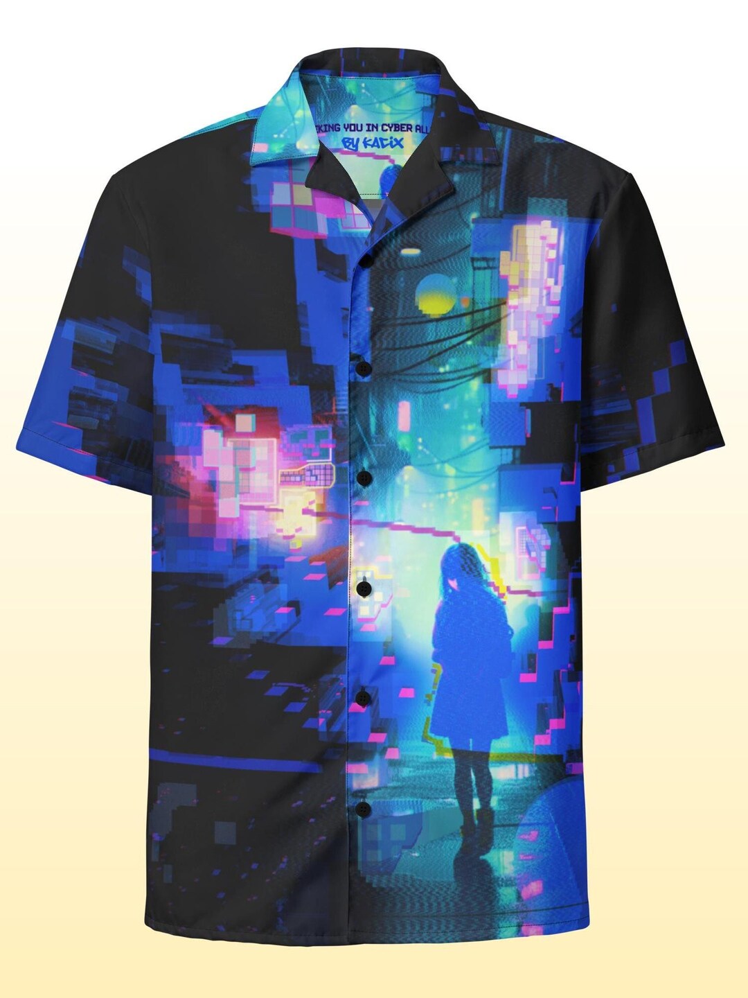Neon Hacker Aesthetic Button Down, Cyberpunk Dystopian Button up Shirt ...