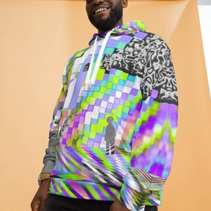 Neon Pastel Trippy Hoodie Pixel Art Gamer AOP Hoodie Hip Hop Streetwear ...