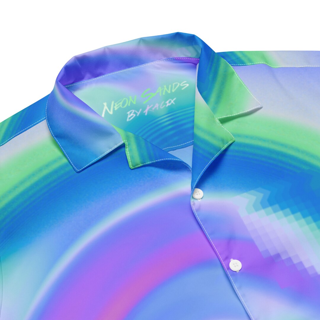 Groovy Gradient Button Down Shirt Psychedelic All Over Print Abstract ...