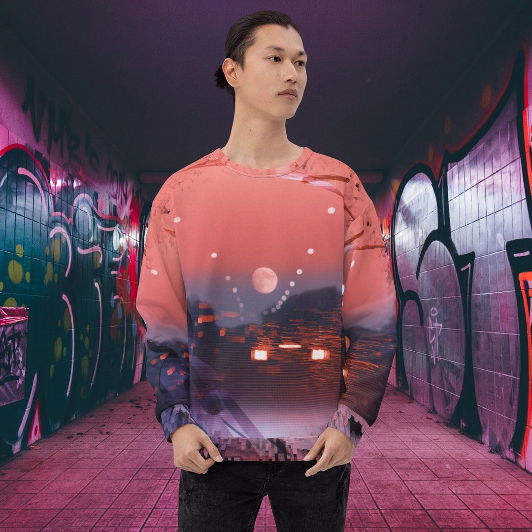 Retro Futurism Synthwave Sweatshirt Vaporwave Crewneck Oversized All ...