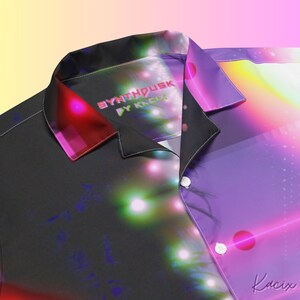 Neon Synthwave Button Down Shirt Cyber EDM Button up Shirt Rave ...