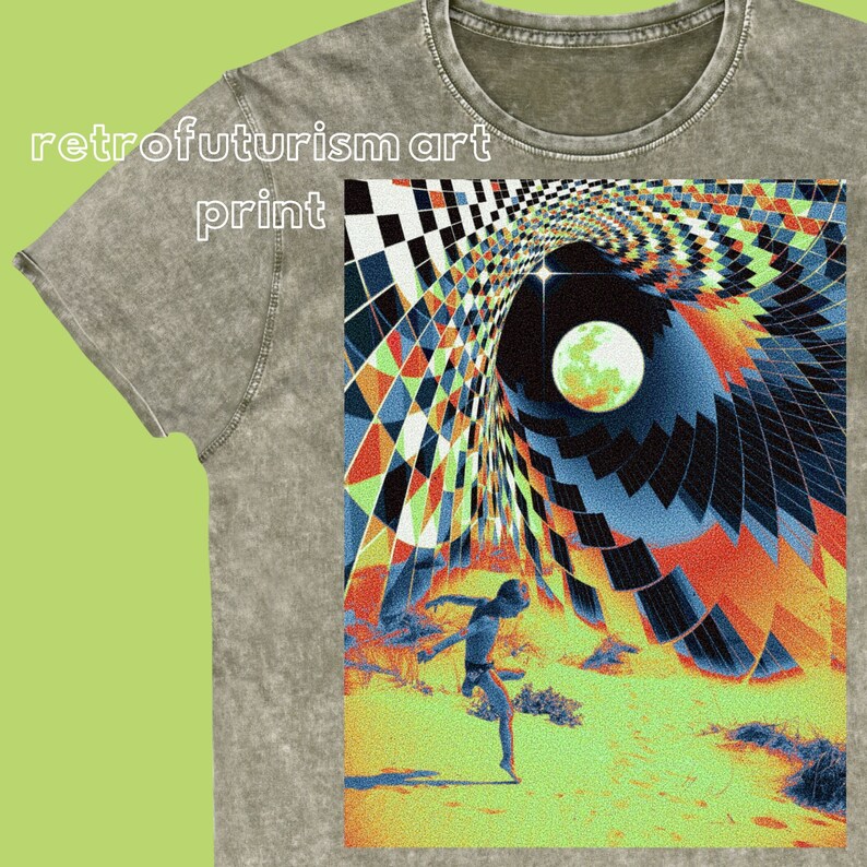 Solarpunk Retro Sci Fi Art Denim Shirt Retro Futurism Beach - Etsy