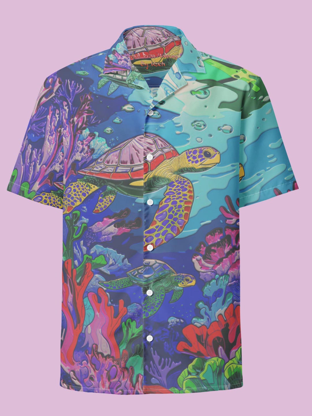 Vibrant Sea Turtle Hawaiian Shirt, Ocean Coral Button Up, Tropical ...