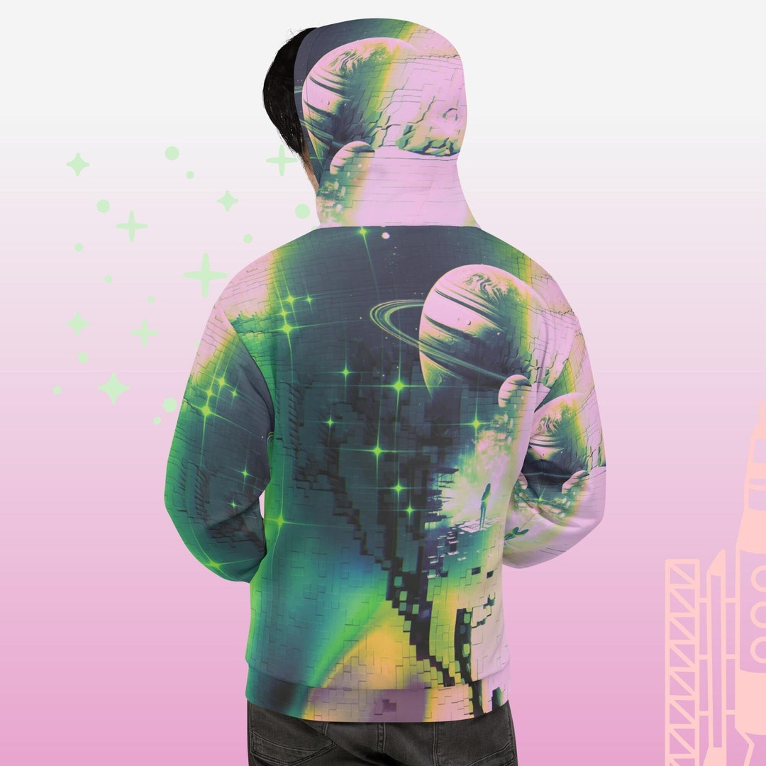 Space Techwear Solarpunk Hoodie Cyberpunk Hooded Sweatshirt Pastel ...