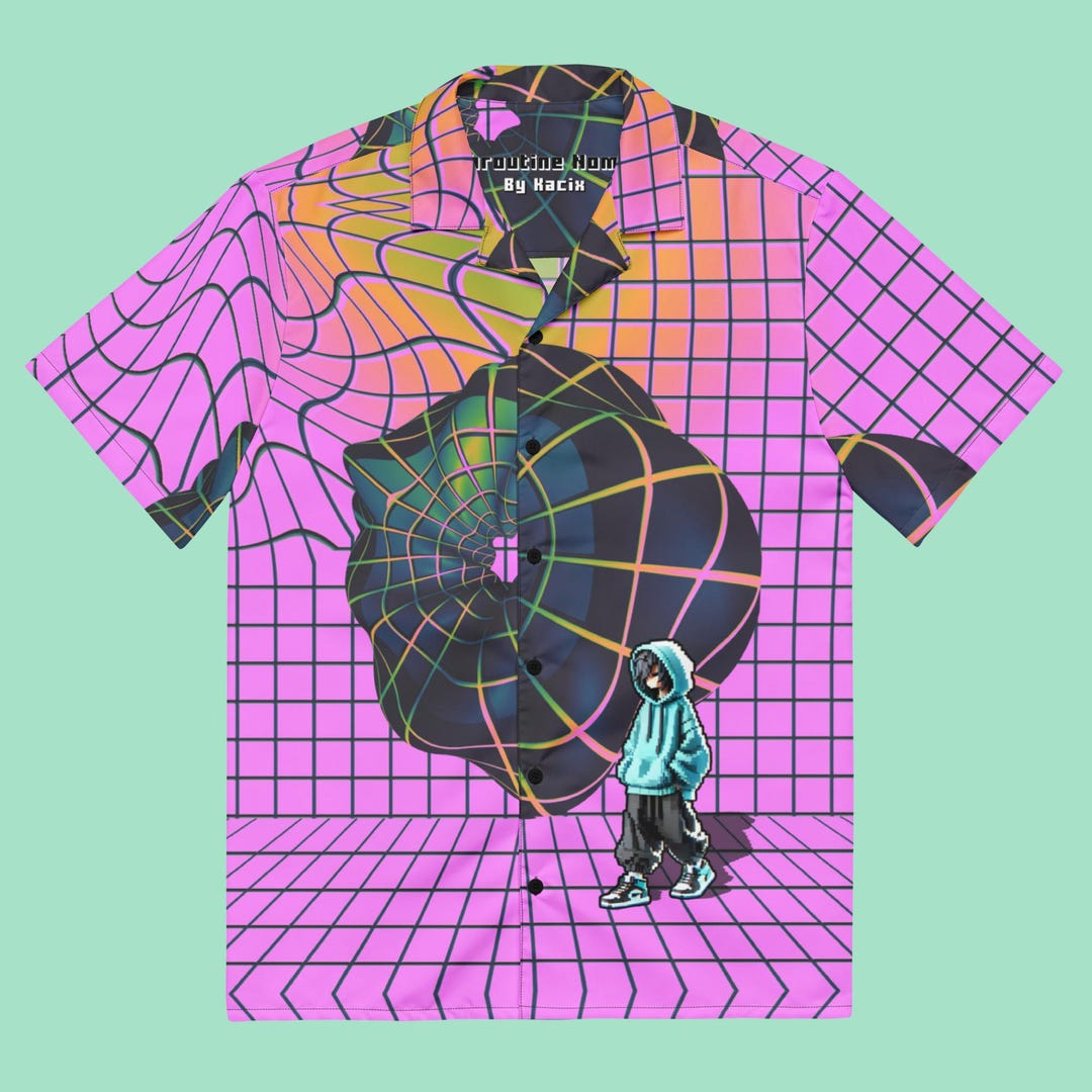 Pink Frutiger Aero Button up Shirt, Webcore Vaporwave Hawaiian Shirt ...