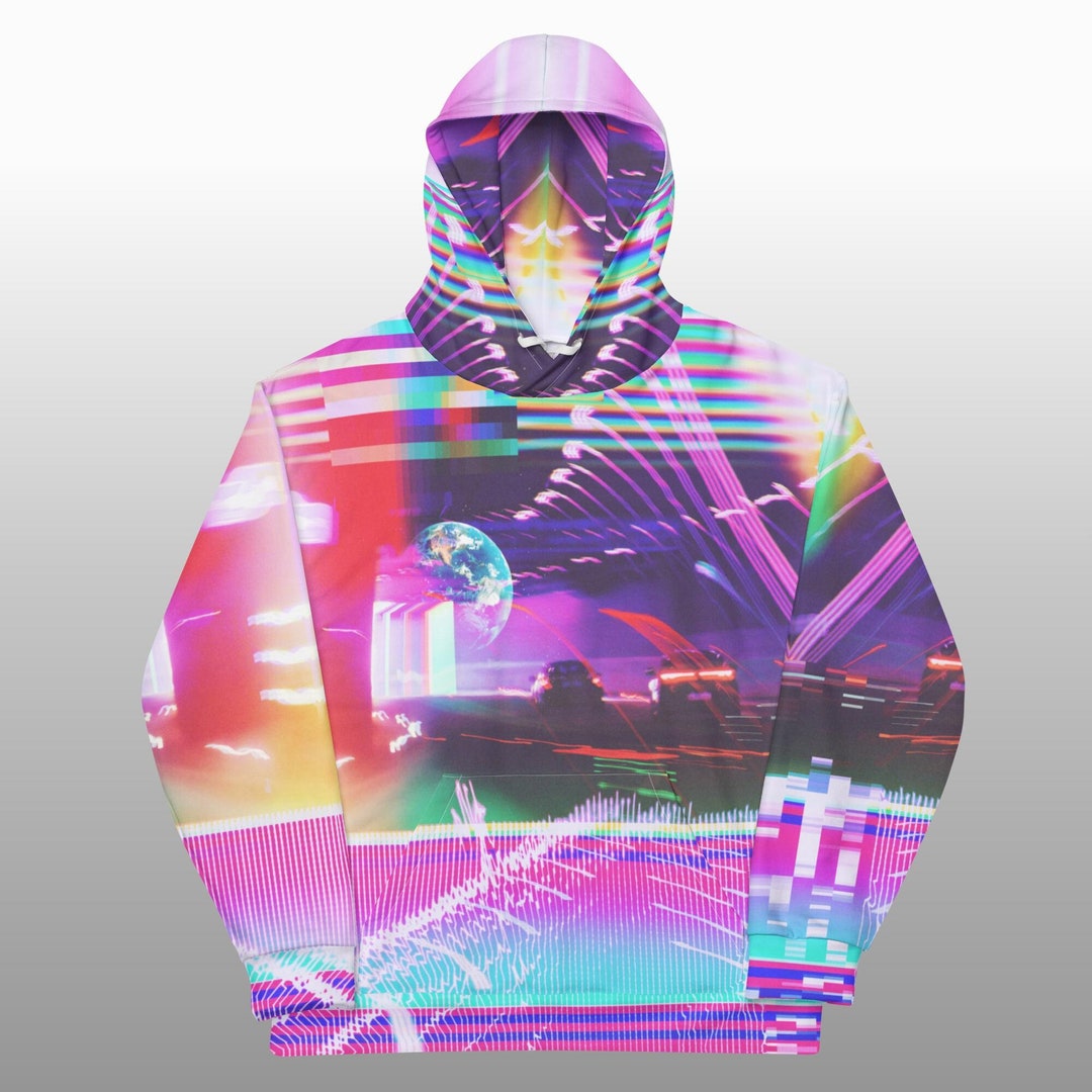 Trippy Synthwave Hoodie Cyberpunk Music Festival Hoodie EDM Techno ...